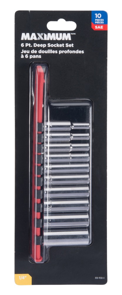 MAXIMUM 1/4-in Drive Deep Socket Set 10-pc, CRV, Nickel-Chrome Plating ...