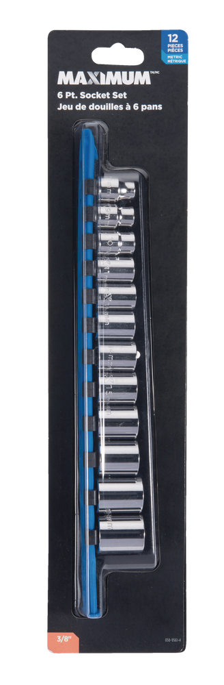 MAXIMUM 3/8-in Drive Regular Socket Set 12-pc, Metric, CRV, Nickel ...