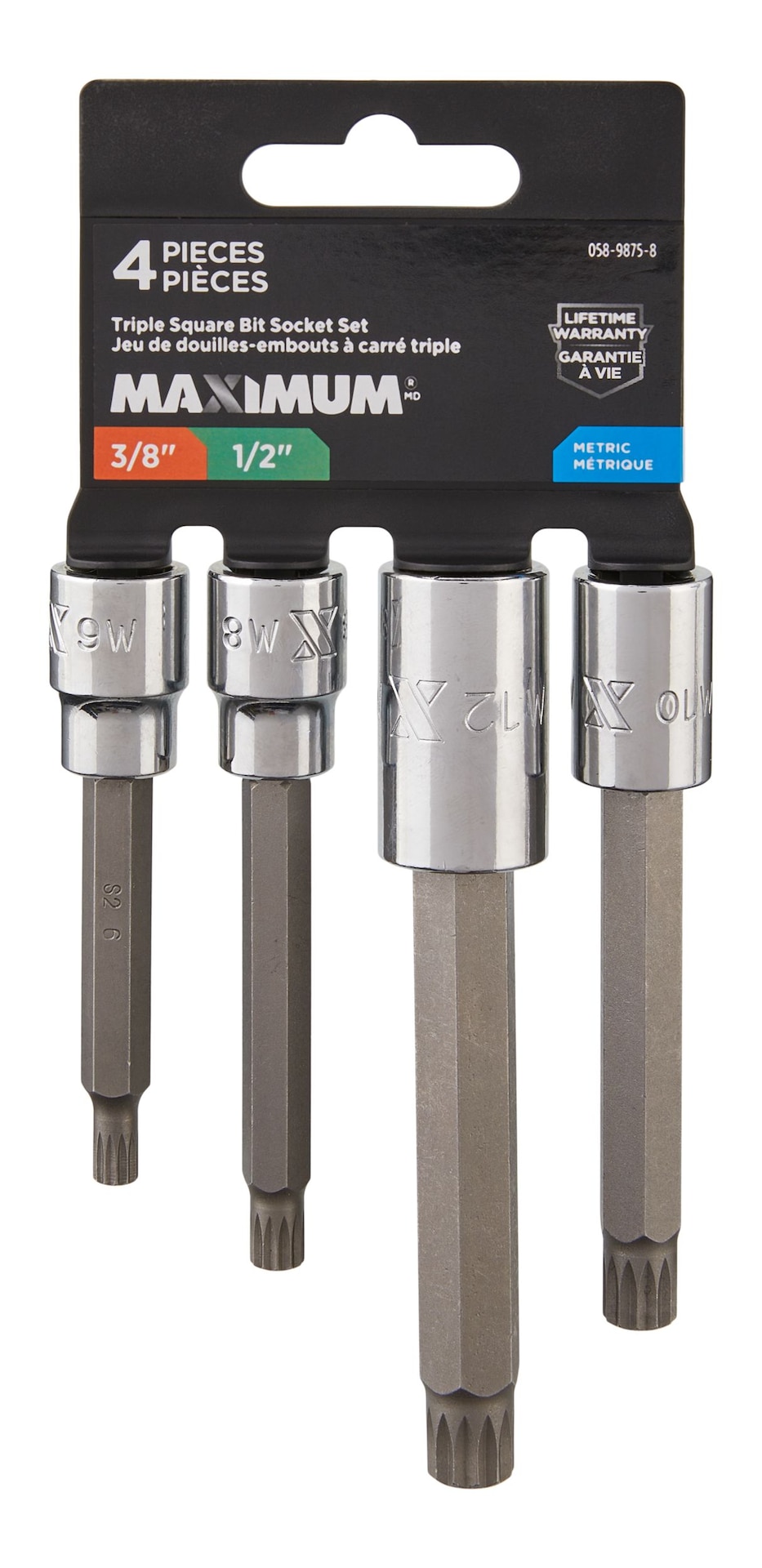 Maximum Extra Long Shank Triple Square Bit Socket Set 4 pc Canadian Tire