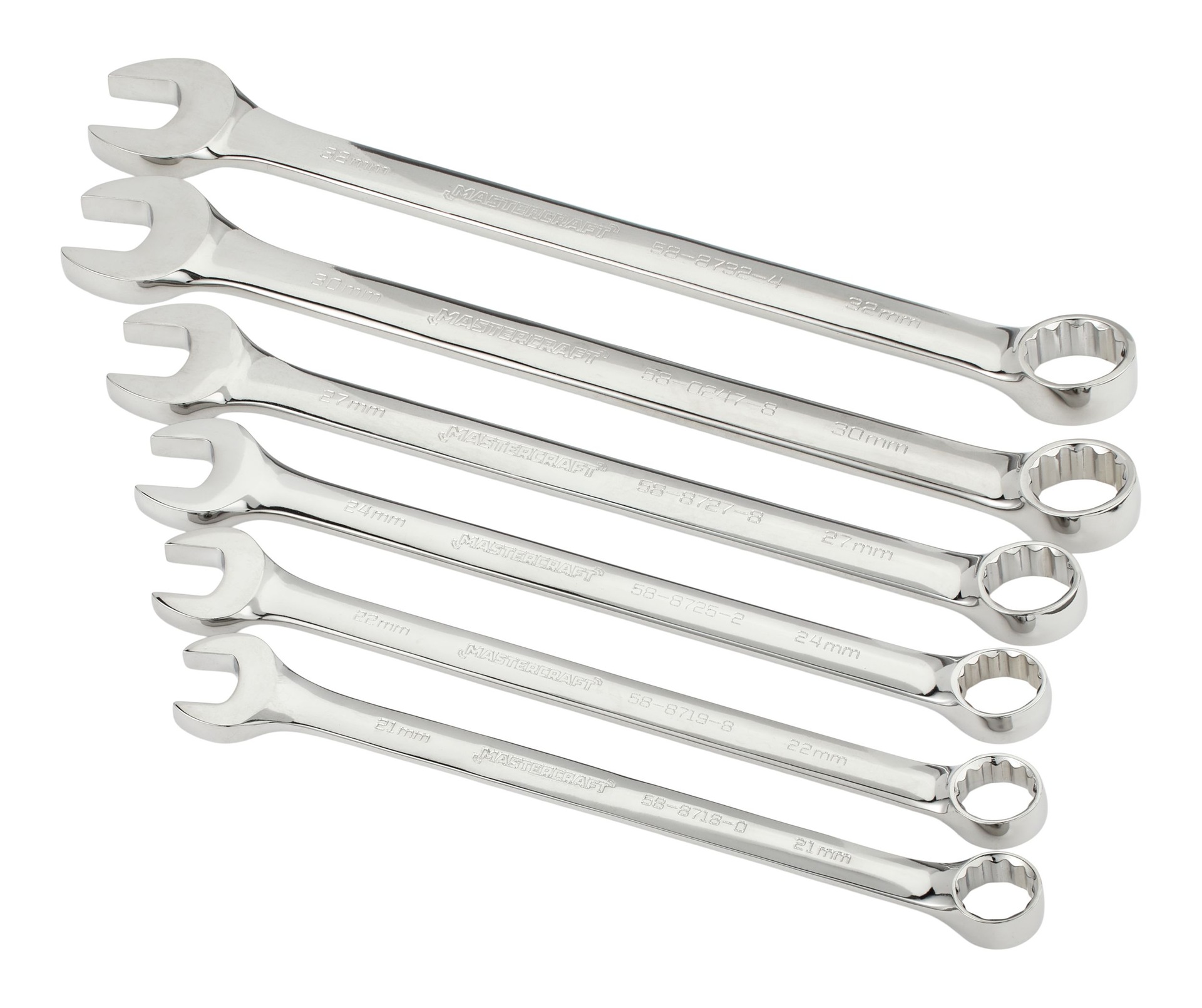 Mastercraft Jumbo Combination Wrench Set, Nickel-Chrome Plating, Metric ...
