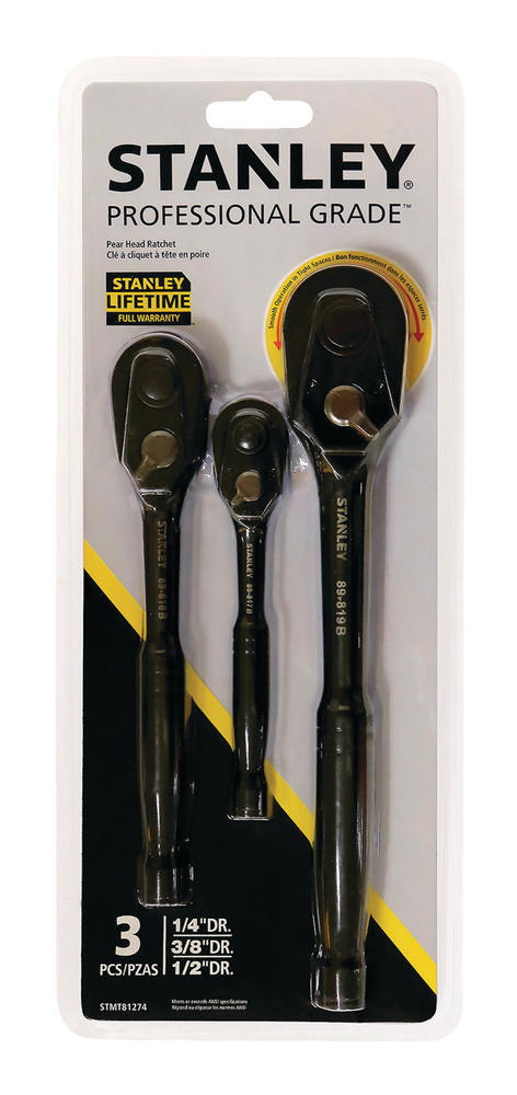Stanley Ratchet Set, Black Chrome, 3-pc | Canadian Tire