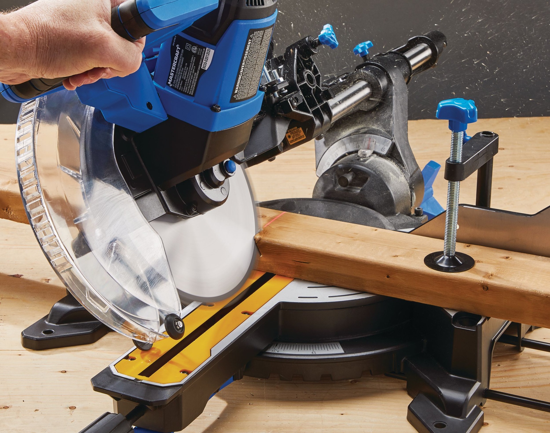 Mastercraft 15 Amp Dual Bevel Sliding Mitre Saw with Laser 10 in Canadian Tire