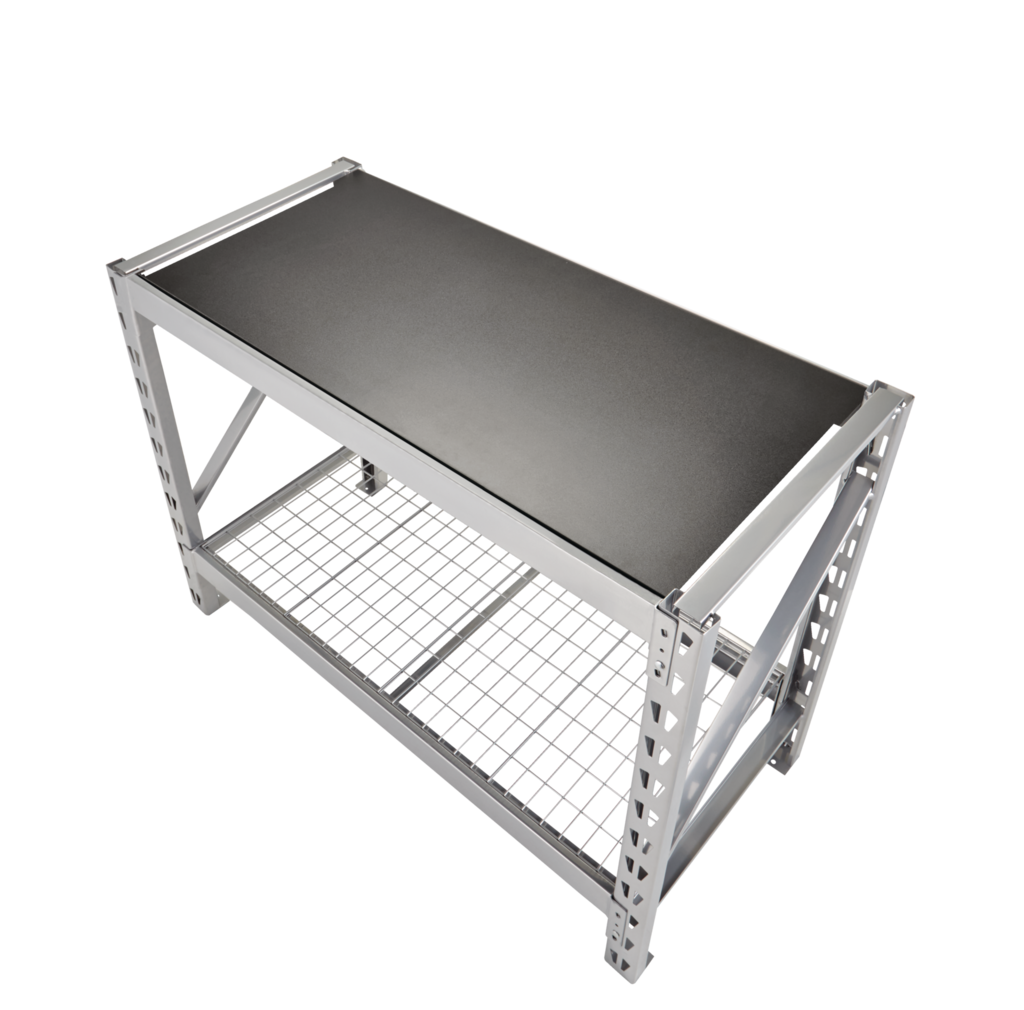 Mastercraft Steel Folding Workbench/Work Table w/ Adjustable Shelves ...