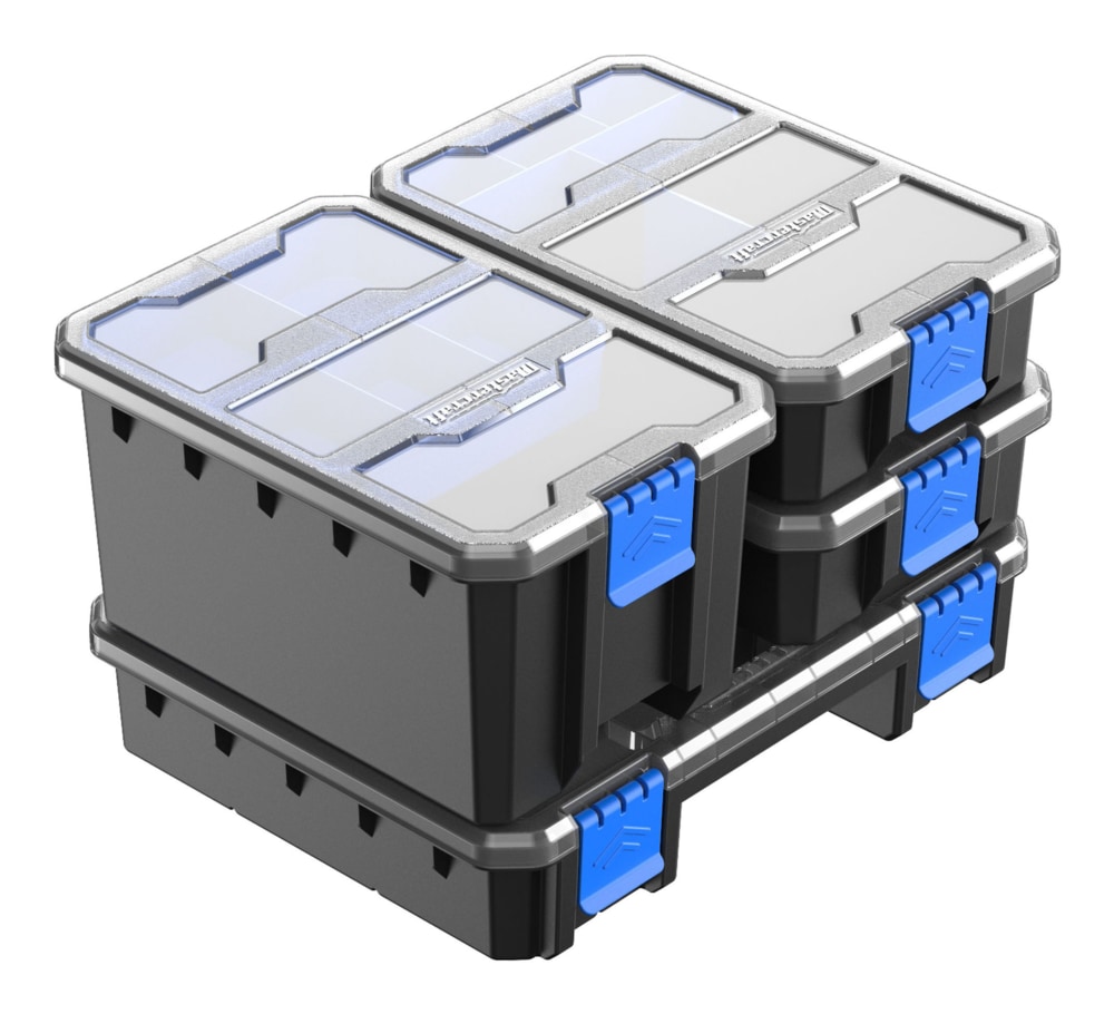 Mastercraft Portable Small Parts Organizer Trays Set w/ Lid, 21x12x19 ...
