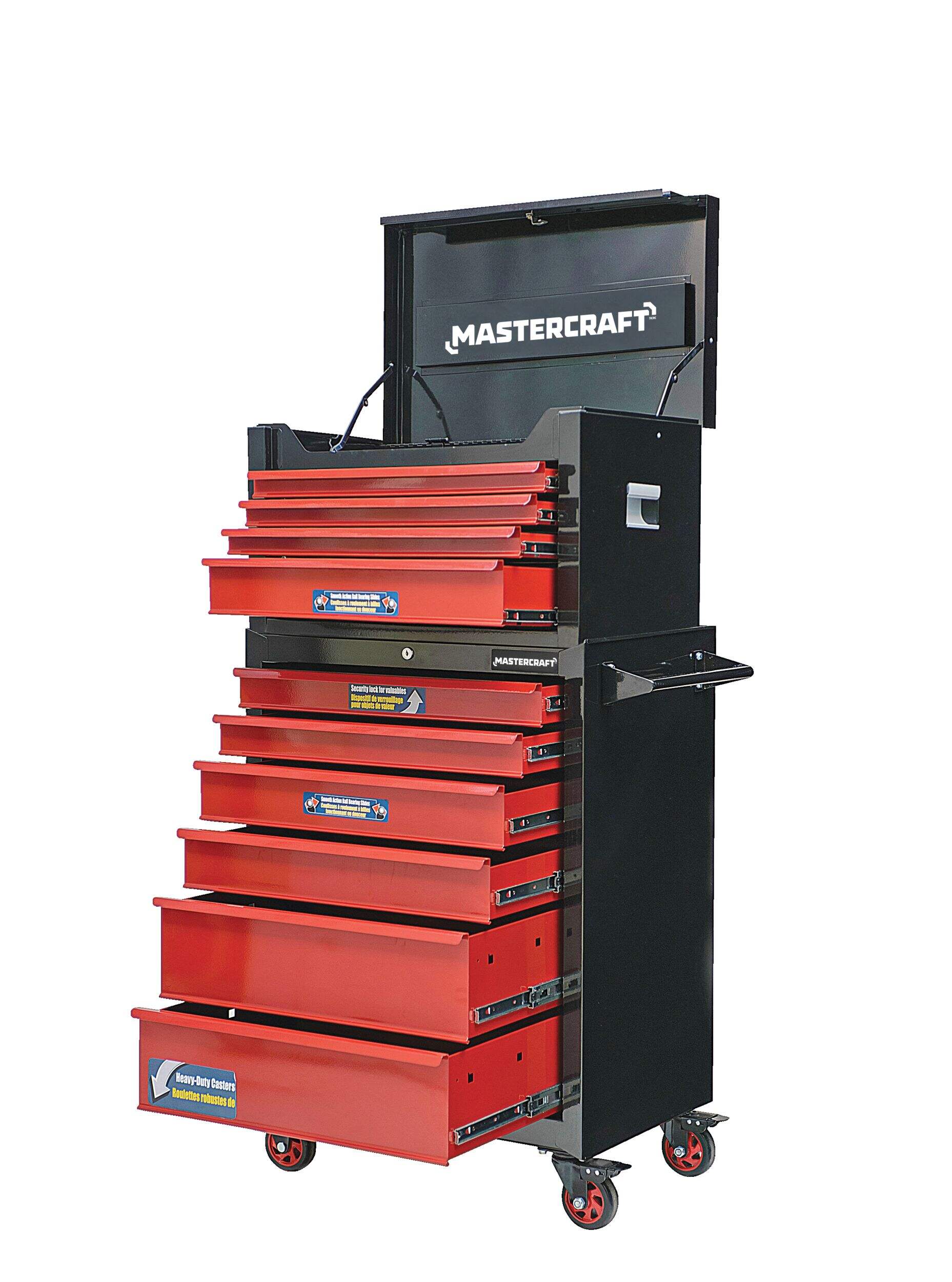 Mastercraft Rolling Tools Storage Cabinet w/ 6 Drawers, Black&Red, 26 ...