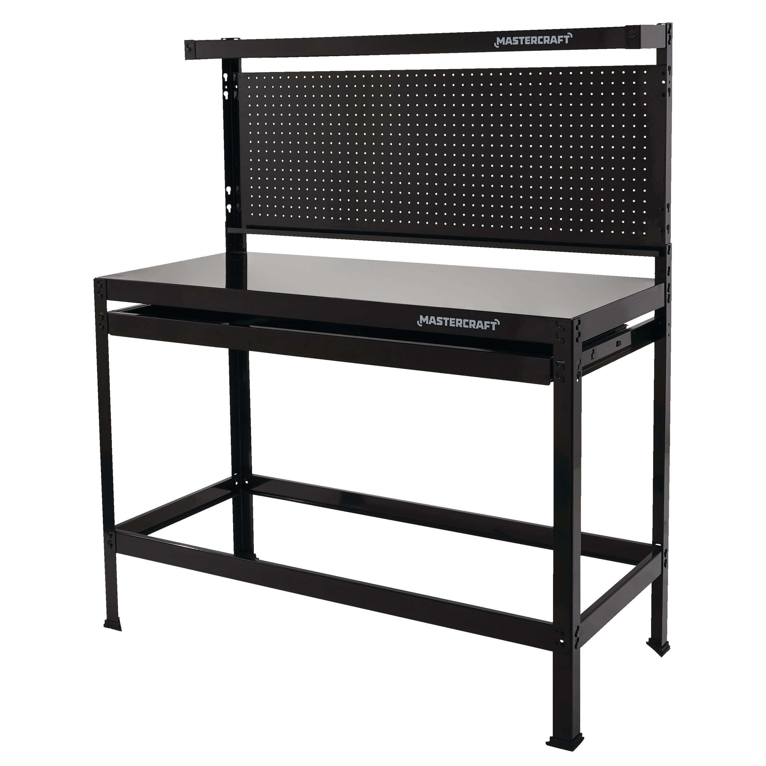 Mastercraft Steel Workbench/Work Table w/ Pegboard & Slide Drawer, 48 x ...