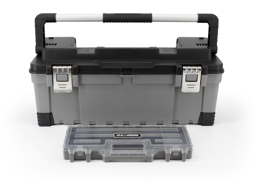 MAXIMUM Portable Heavy Duty Resin Tool Box w/ Removable Smalls ...