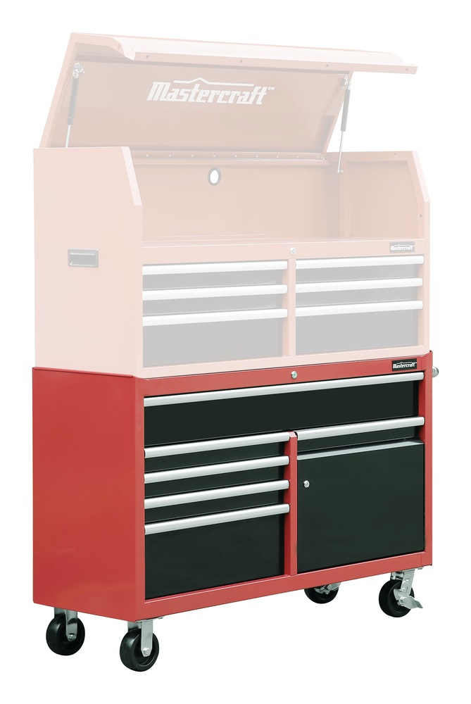 Mastercraft Rolling Tools Storage Cabinet w/ 6 Drawers, Red, 53-in ...