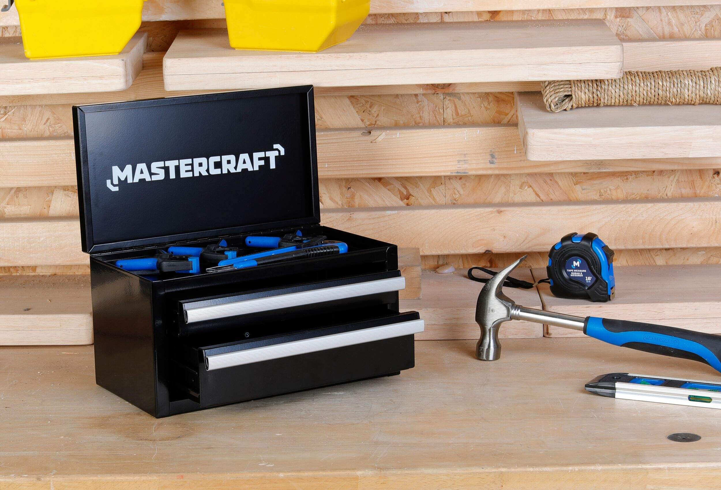 Mastercraft Portable Mini Steel Tool Box with 2 Drawers, Black, 10.83 ...