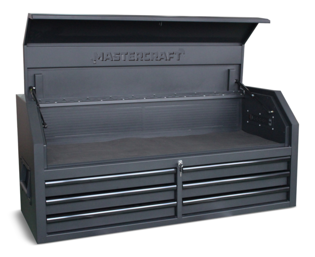 Mastercraft Tool Chest w/ 6 Drawers, Power Bar w/ USB, Black, 52-in ...