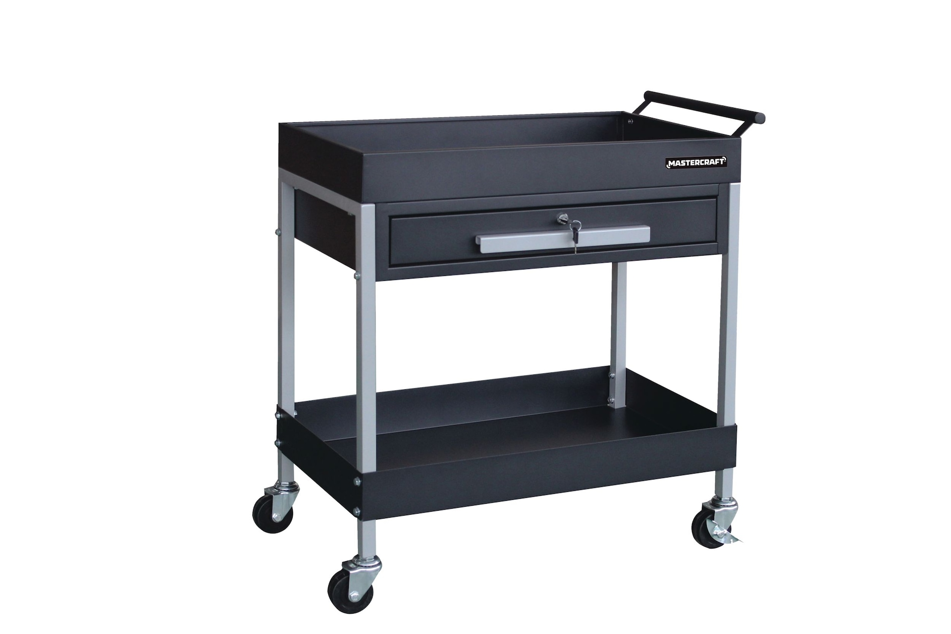 Mastercraft Rolling Mechanics Cart/Utility Cart w/ 1 Drawer, Black, 30 ...