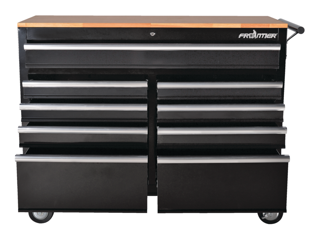 Frontier Rolling Tools Storage Cabinet w/ 9 Drawers, Black, 46-in ...
