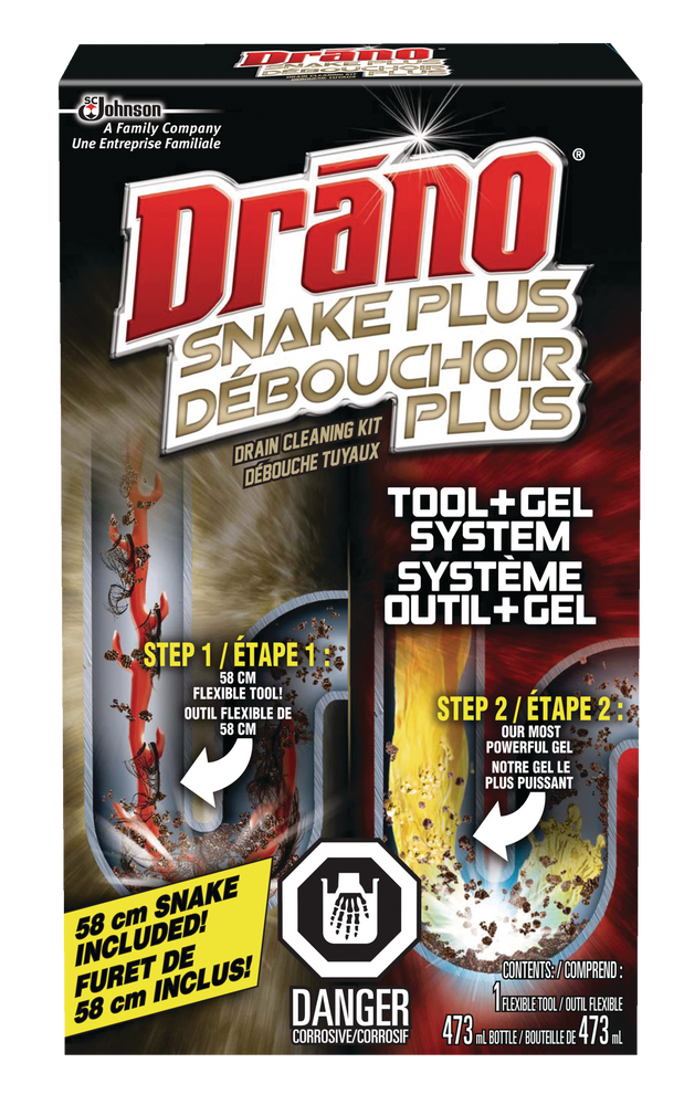 Drano Snake Plus Drain Cleaning Kit Clog Remover 19 in Wand Tool 473 mL Gel Drain Cleaner Canadian Tire
