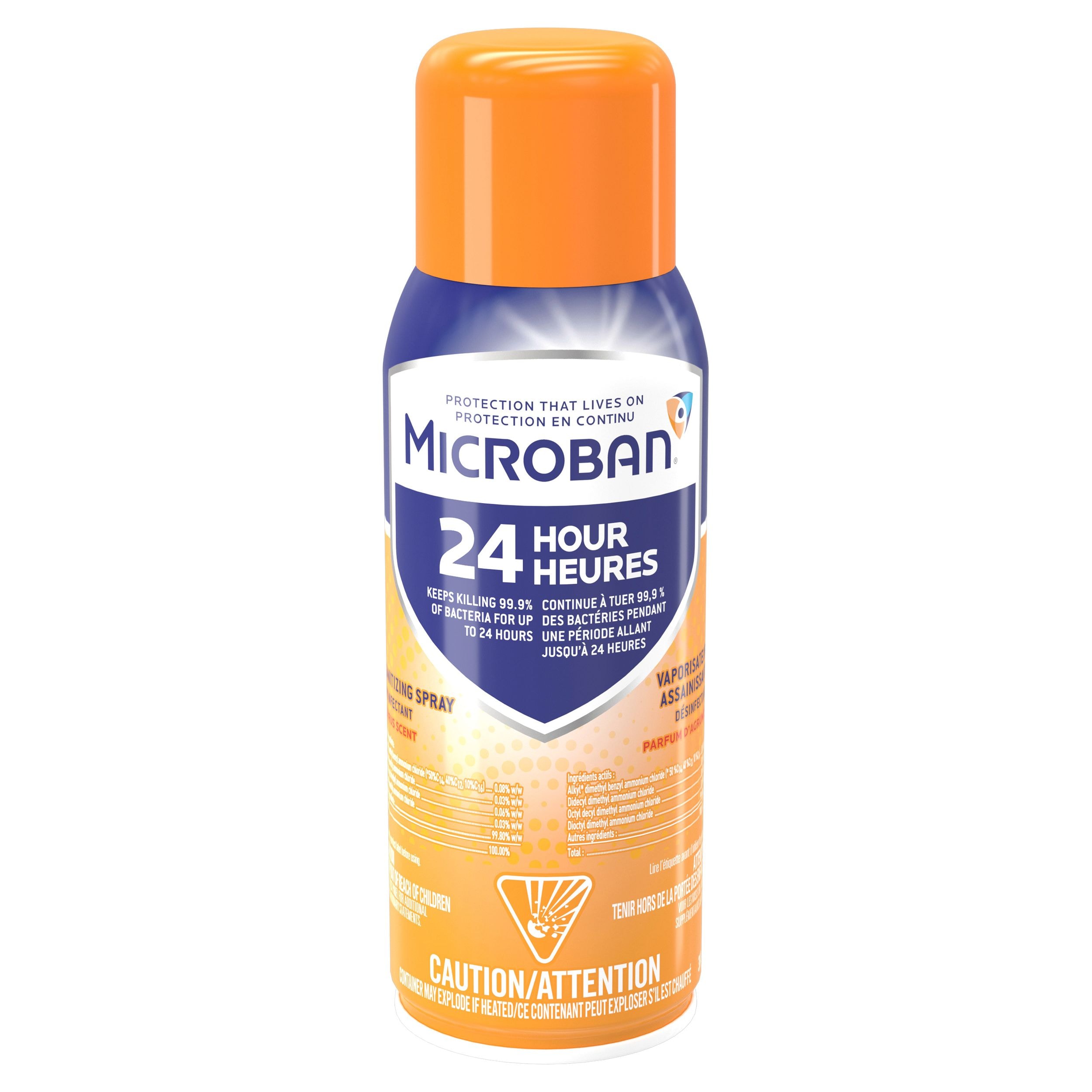 Microban 24-Hour Disinfecting Sanitizing Spray, Assorted Scents, 354-g ...