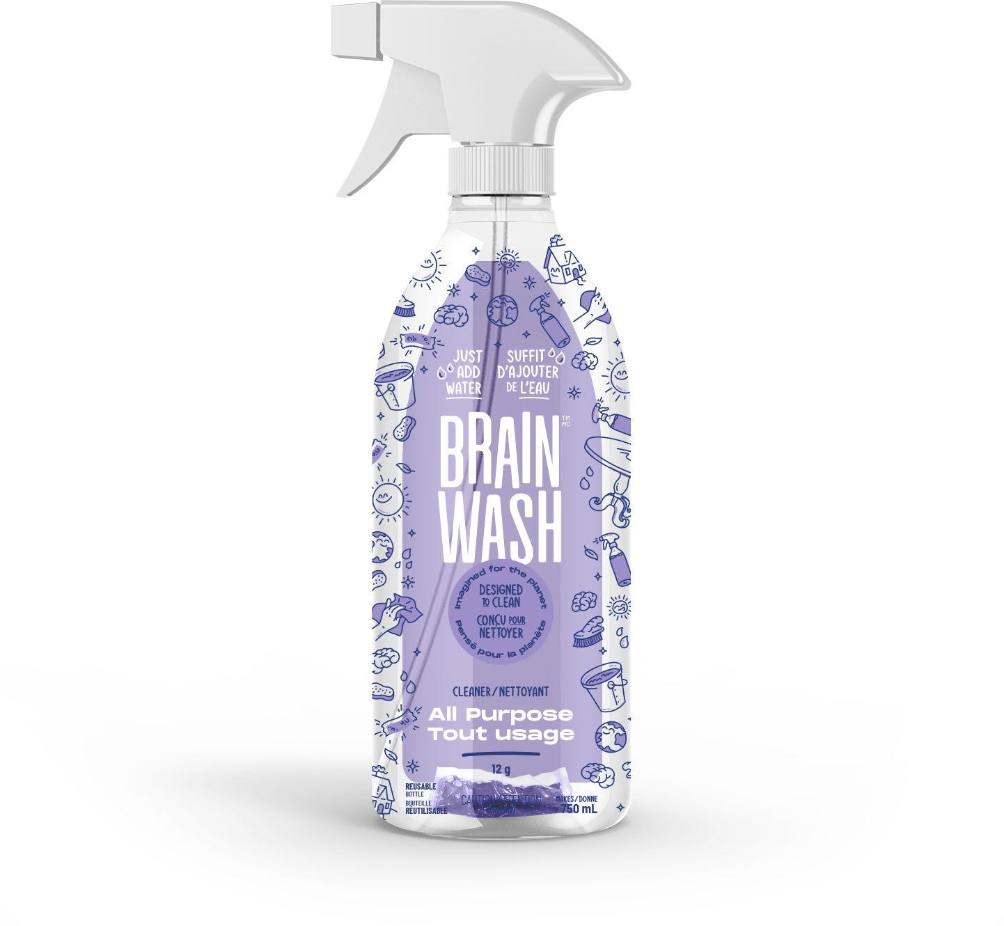 Brain Wash All-Purpose Cleaner Bottle, Reusable Bottle, Ocean Scent, 12 ...