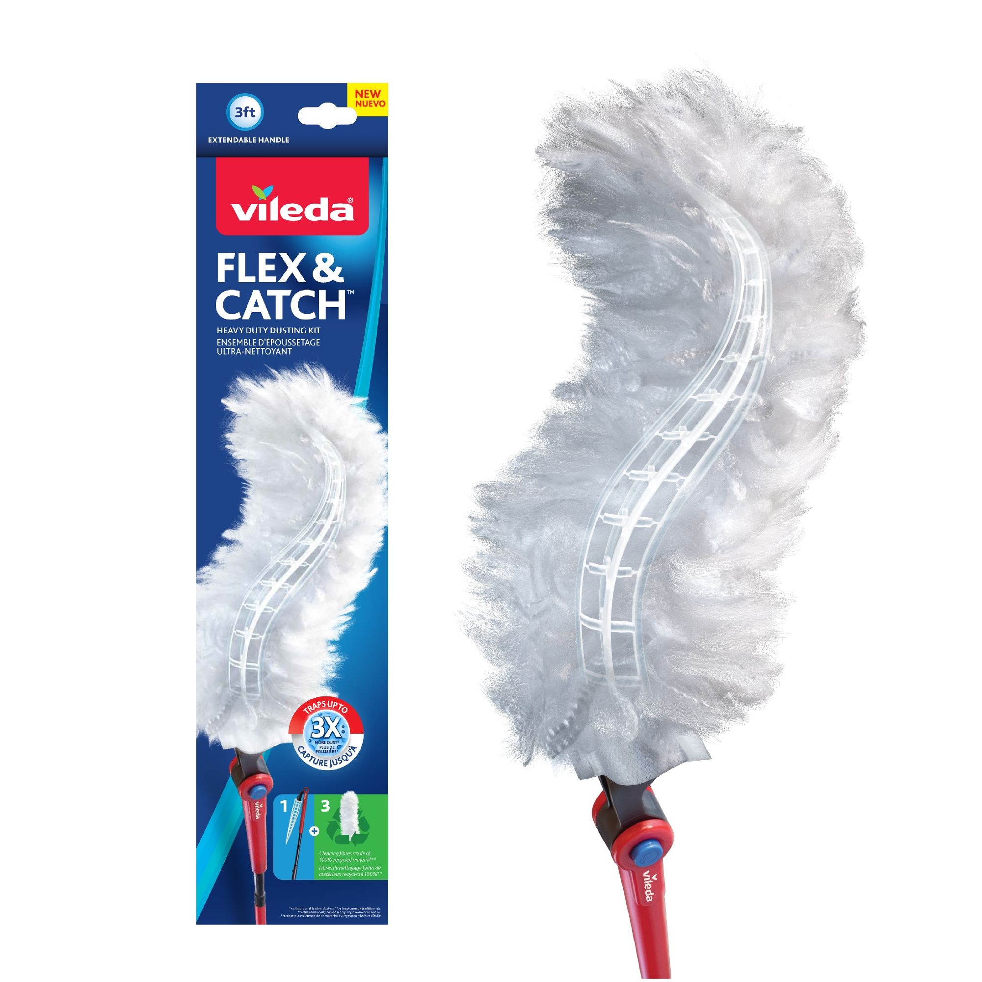 Vileda Flex & Catch Heavy Duty Dusting Kit with 3 Duster Refills | Canadian Tire