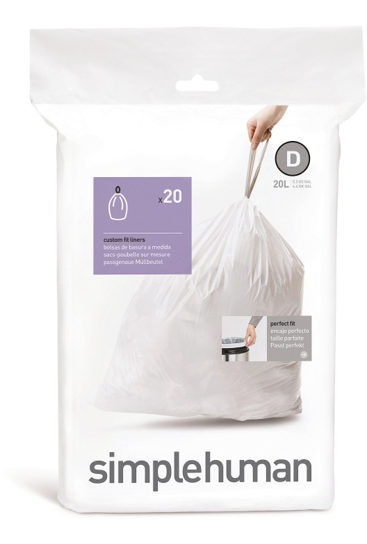 simplehuman Code D Drawstring Custom Fit Trash Can Liners, 20-pk, White, 20-L | Canadian Tire
