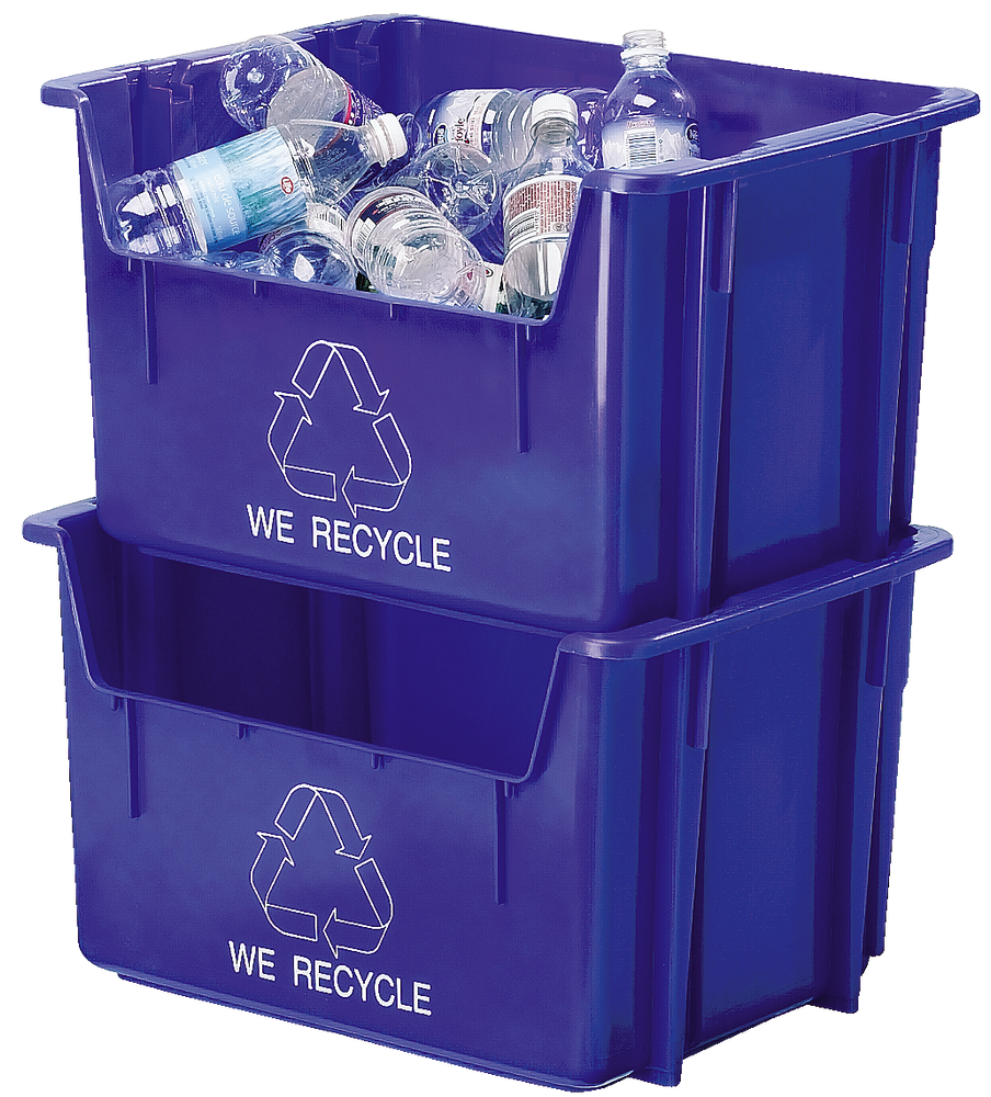 Orbis Plastic Rectangular Stacking Recycling Blue Box/Garbage Can, Blue ...
