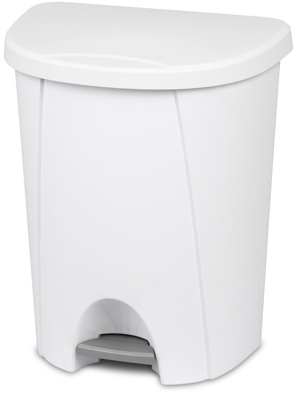 Sterilite Plastic D-Shaped Step Garbage Can, White, 25-L | Canadian Tire
