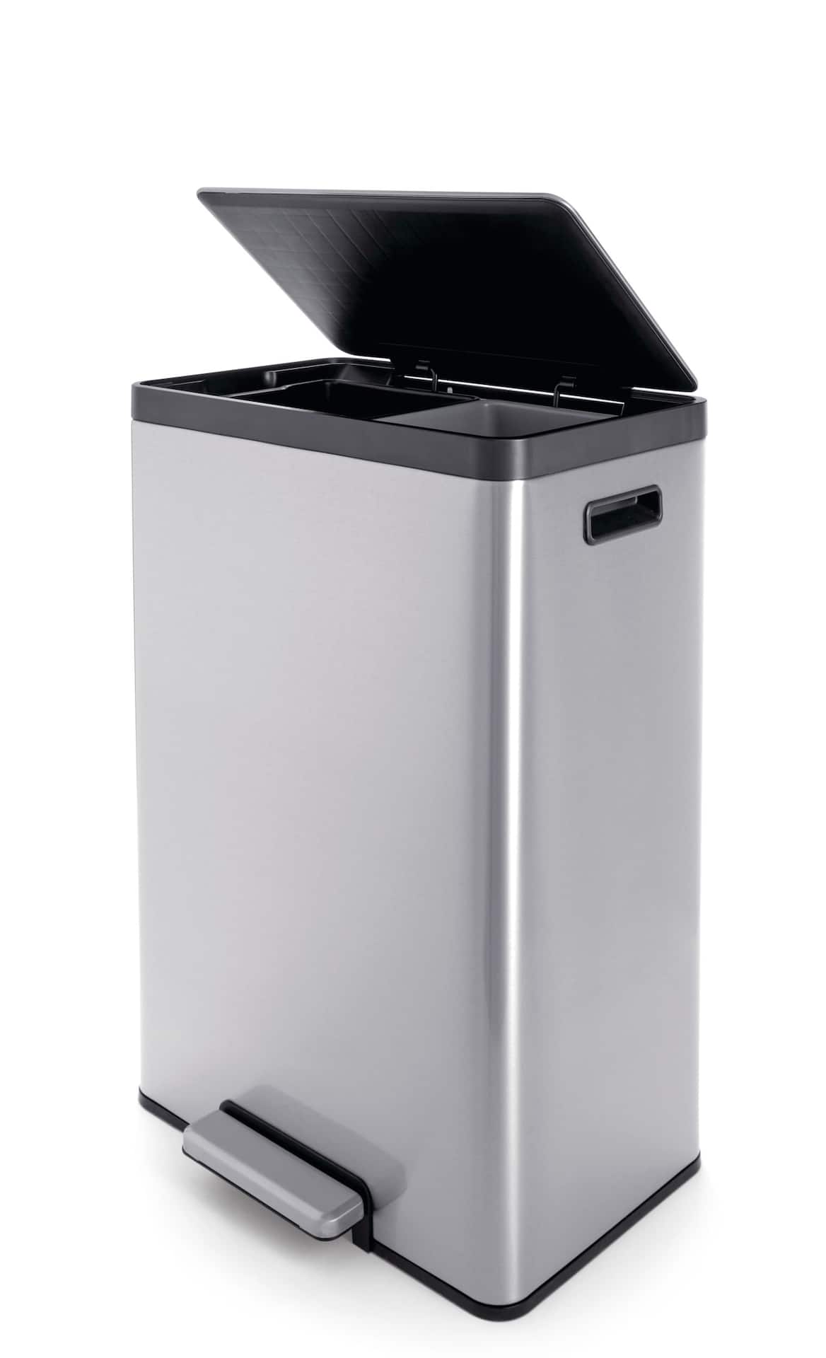 type A Stainless Steel Rectangular Dual Compartment Garbage Can 2 x 20 L Canadian Tire