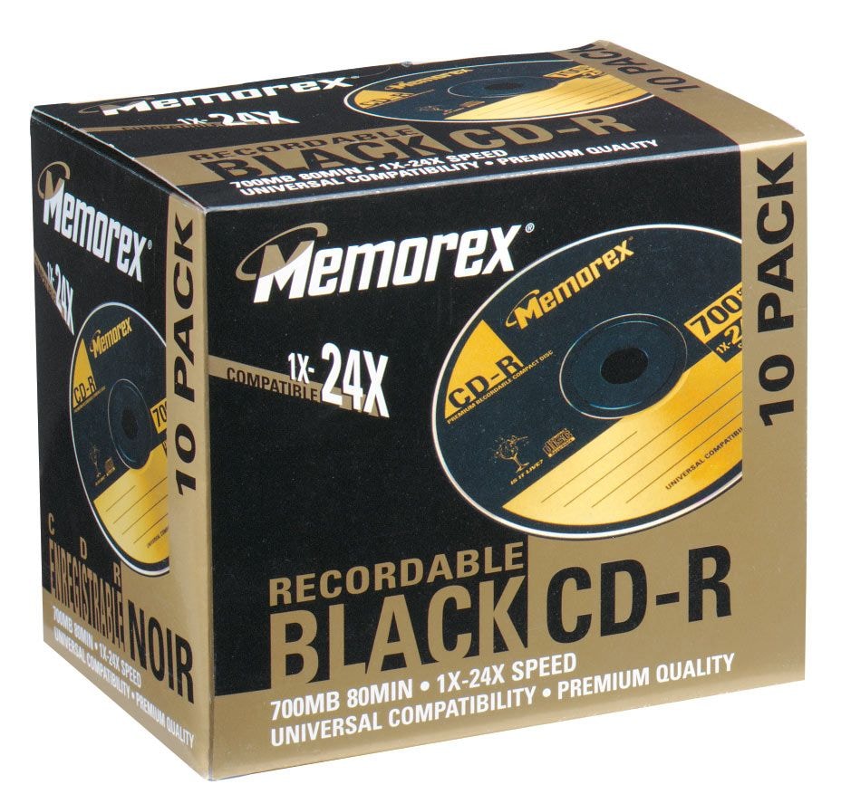Memorex Printable CD-R, 10-pk, Black | Canadian Tire
