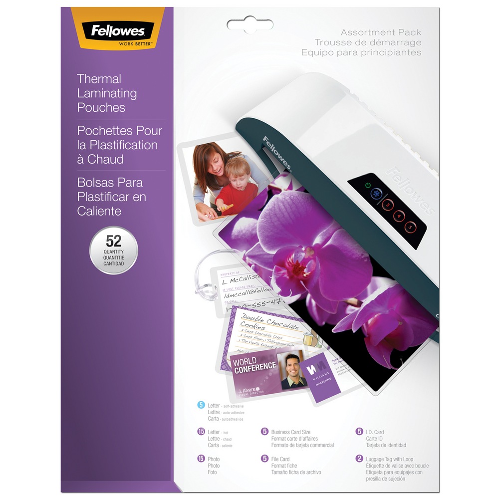 Fellowes Assorted Thermal Laminating Pouches, 3-mm, 52-pk | Canadian Tire