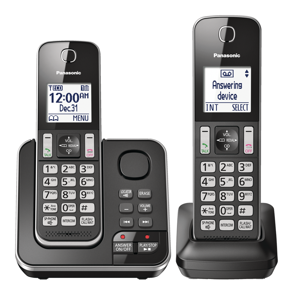 Panasonic DECT 6.0 Cordless Phones with Digital Answering System, 2 Handsets, Black | Canadian Tire