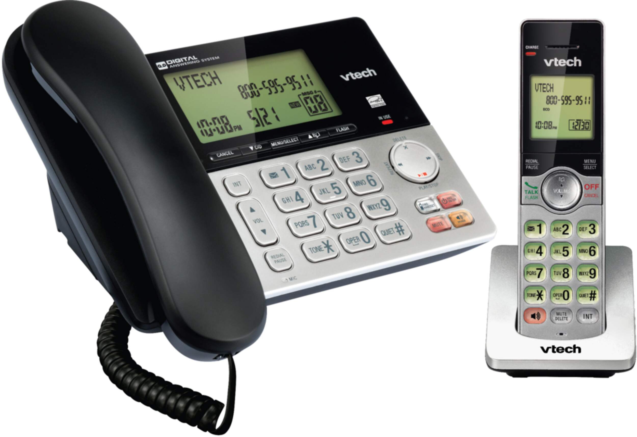 VTech DECT 6.0 Corded/Cordless Phone with Digital Answering System and ...