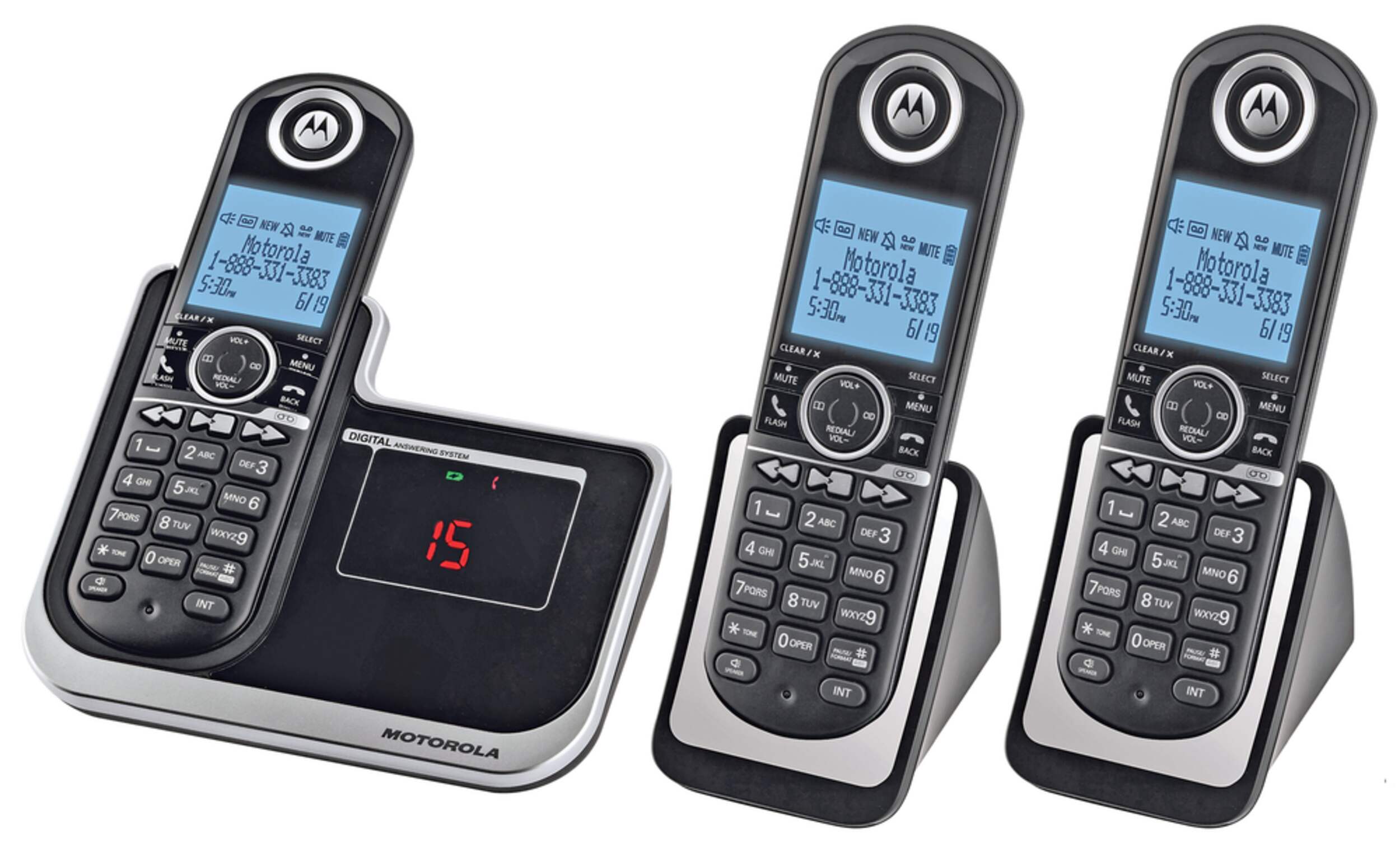 Motorola 3-Handset Cordless Phone with Digital Answering | Canadian Tire