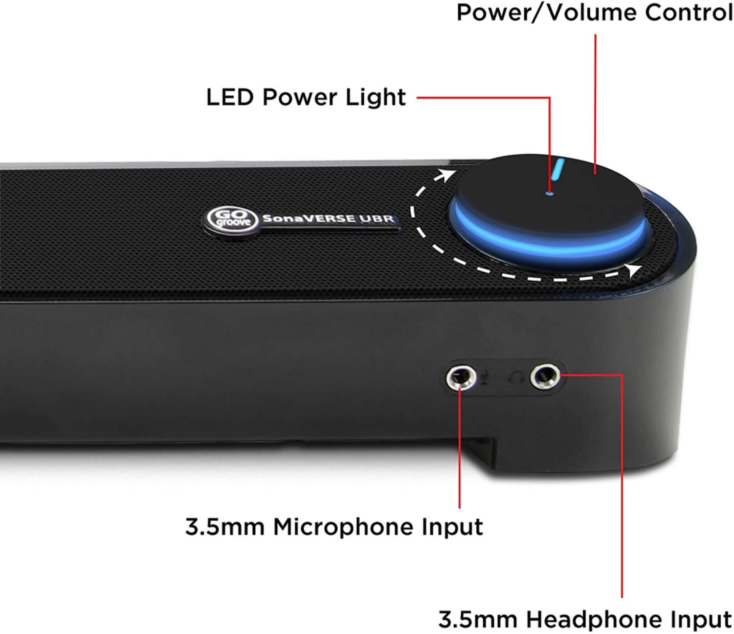 GoGroove SonaVERSE UBR Computer Sound Bar Speaker System, Black ...