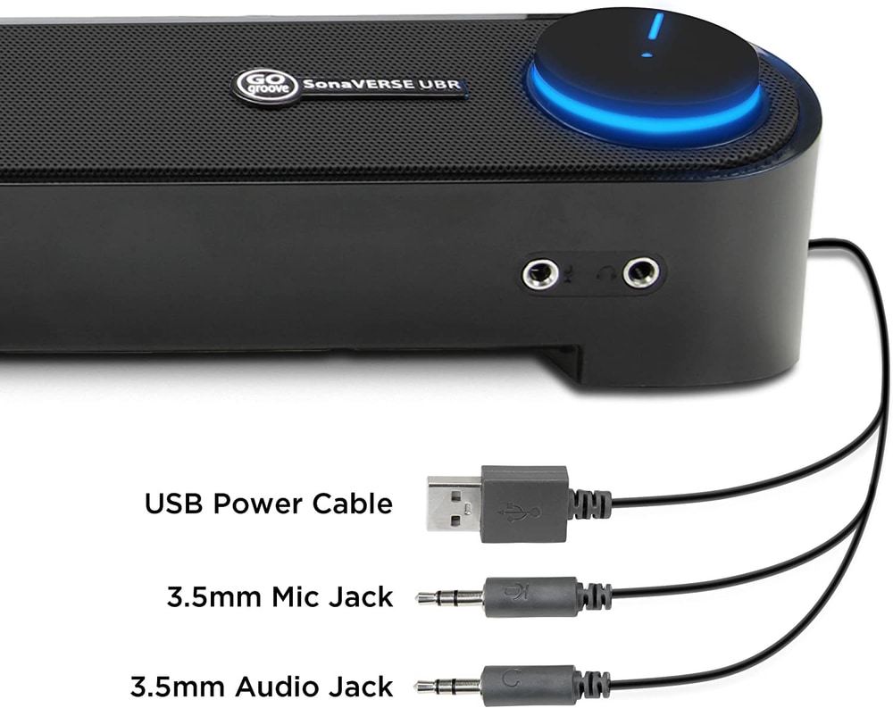 GoGroove SonaVERSE UBR Computer Sound Bar Speaker System, Black ...
