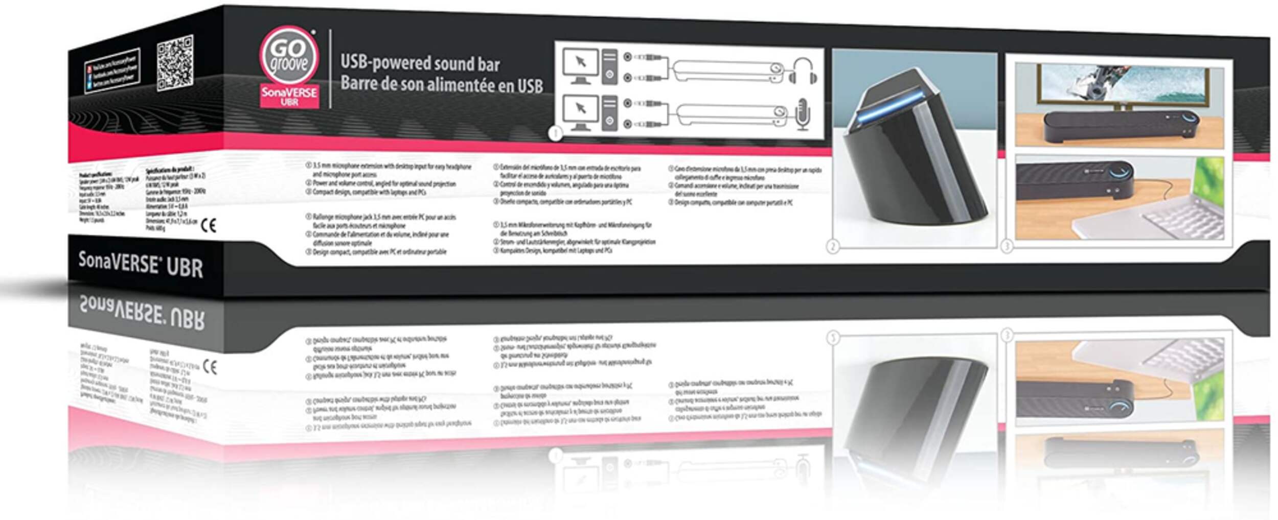 GoGroove SonaVERSE UBR Computer Sound Bar Speaker System, Black ...