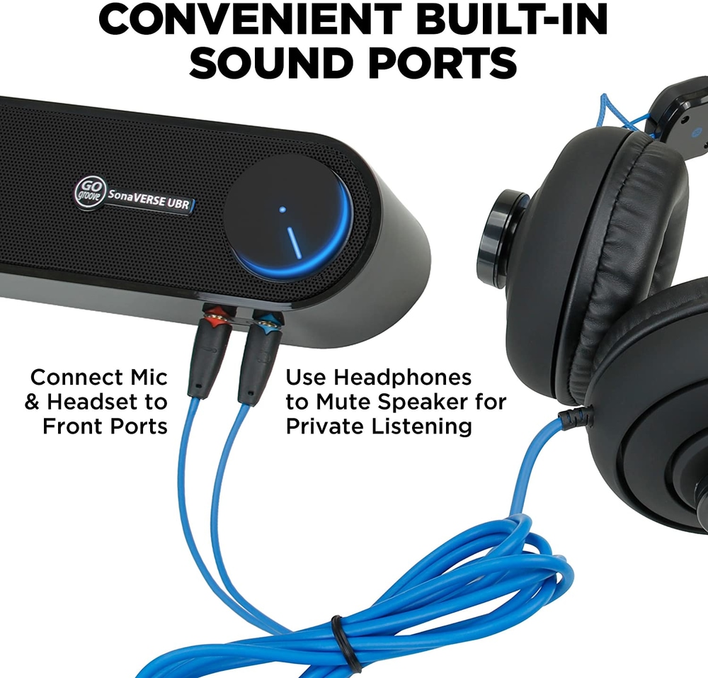 GoGroove SonaVERSE UBR Computer Sound Bar Speaker System, Black ...