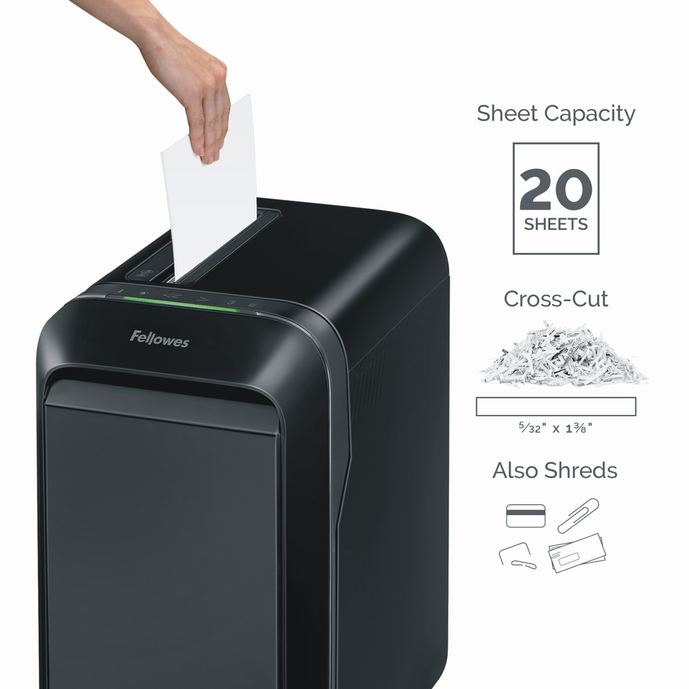 Fellowes Powershred LX190 Cross-Cut 20-Sheet Paper Shredder, Black ...