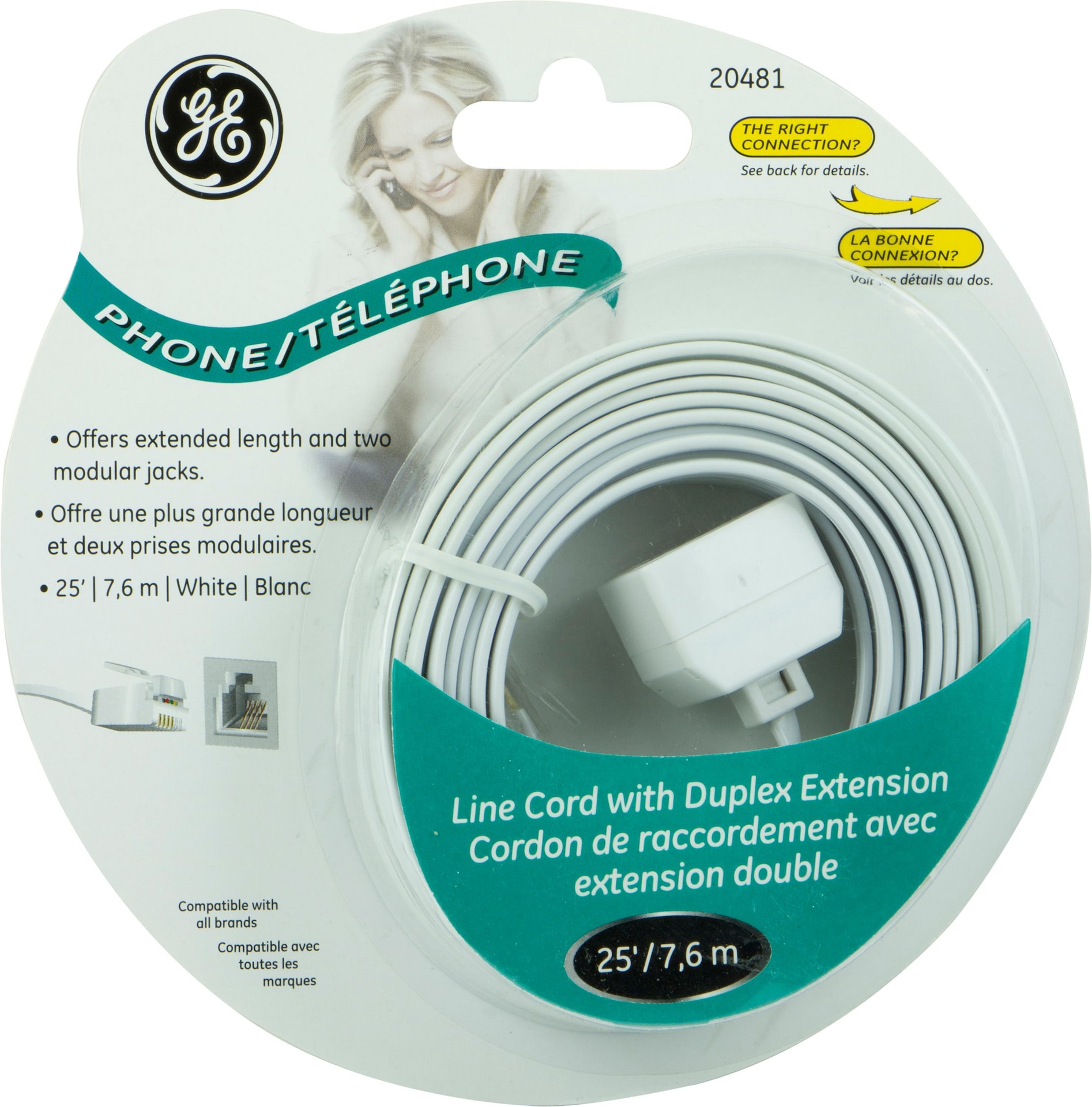GE Line Cord with Duplex Extension, White, 25-ft | Canadian Tire