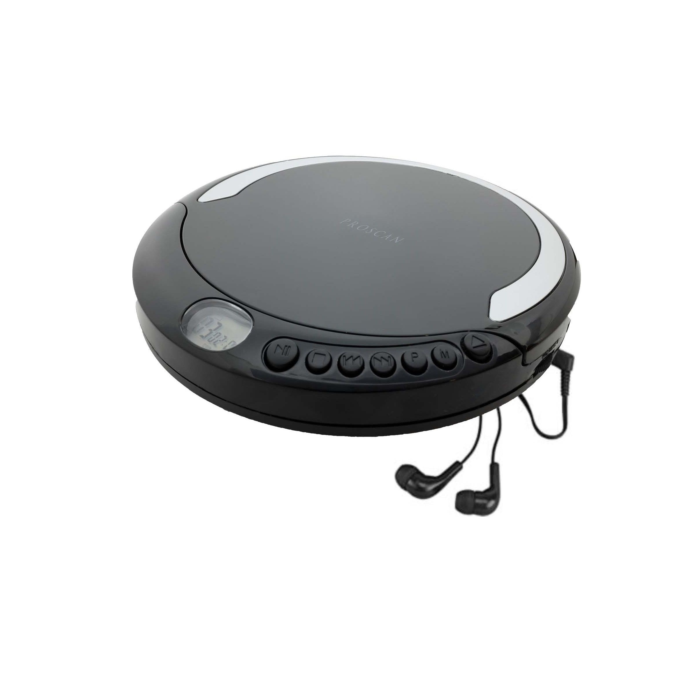 Proscan Wireless Compact Portable CD Player w/ Stereo Earbuds ...