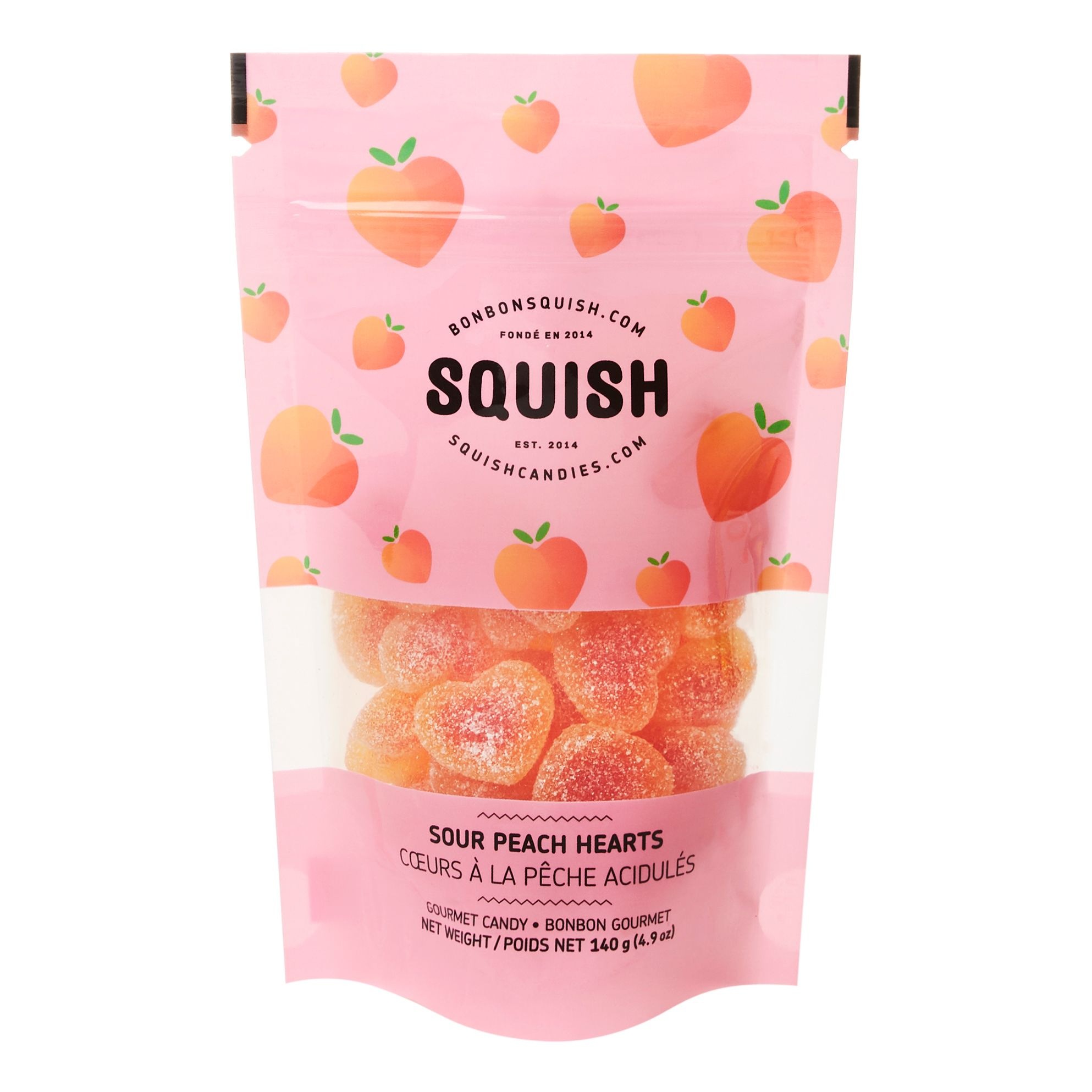 Squish Sour Peach Hearts, 140-g | Party City