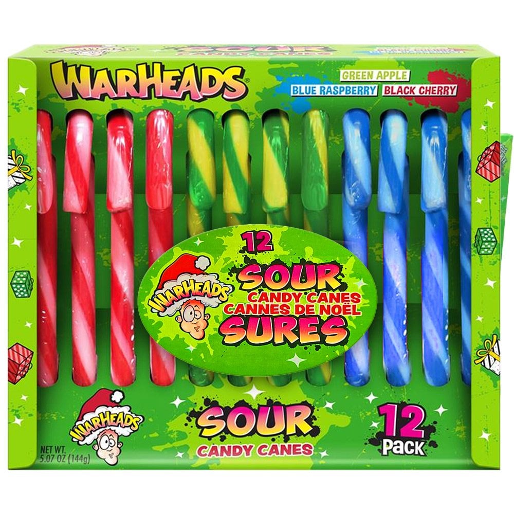 Warheads Sour Candy Canes, Candy for Christmas, 12-pk | Canadian Tire