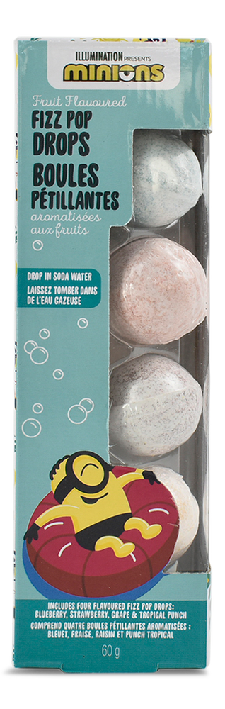 Minions Fruit Flavoured Fizz Bombs Pop Drops, Soda Water Flavouring , 4 ...