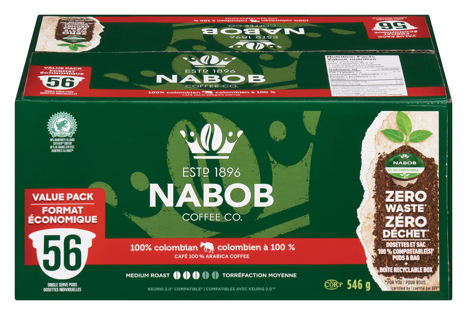 Nabob 100% Columbian Medium Roast Coffee Pods, 546-g, 56-pk | Canadian Tire