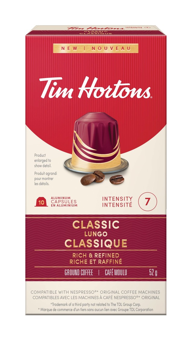 Tim Hortons Classic Lungo, Nespresso Compatible Coffee Capsules, 52-g ...
