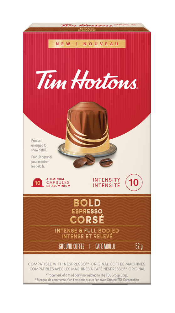 Tim Hortons Bold Espresso, Nespresso Compatible Coffee Capsules, 52-g ...