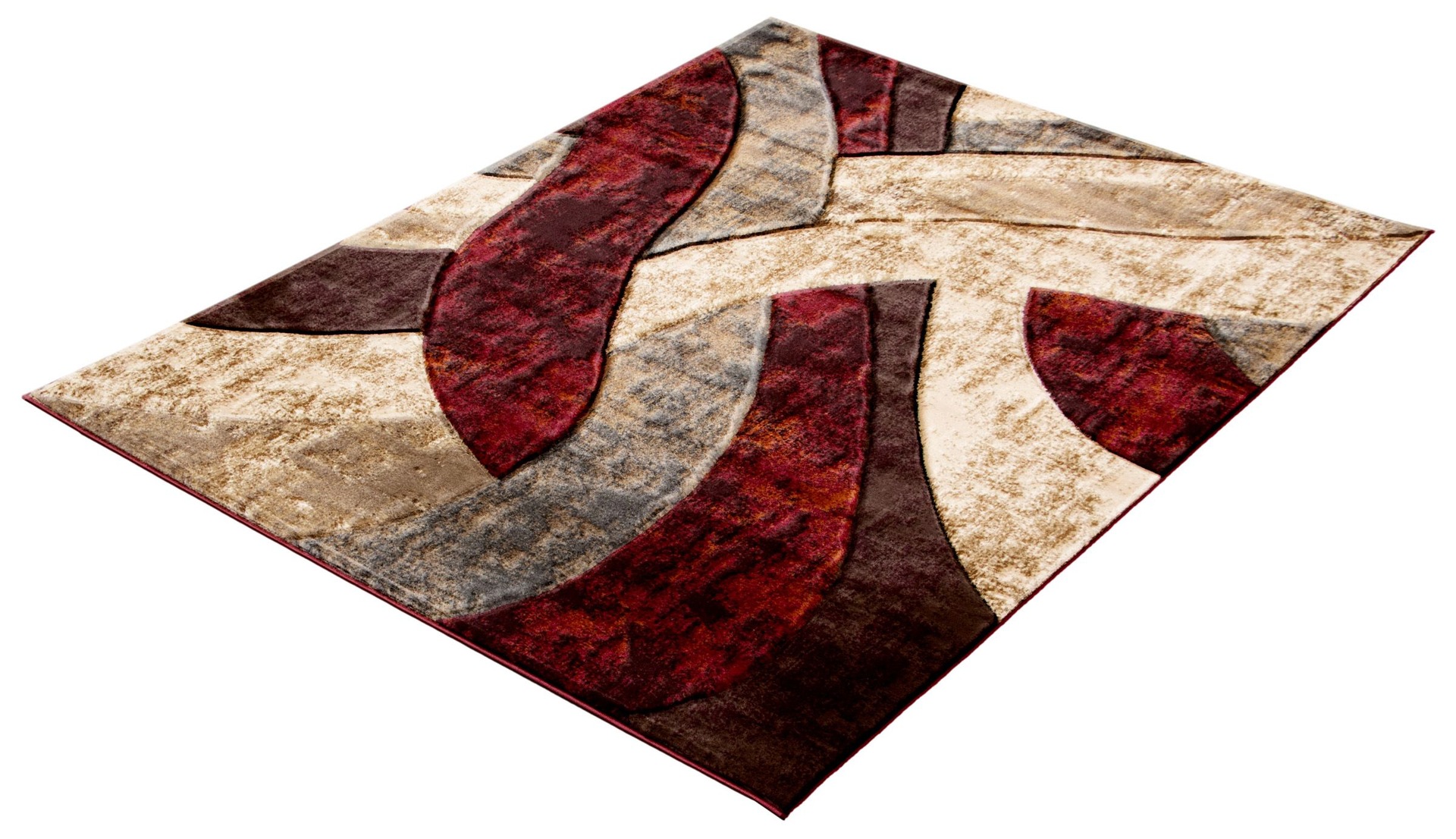 Haley Rectangular Polypropylene Texturized Indoor Area Rug, Burgundy ...