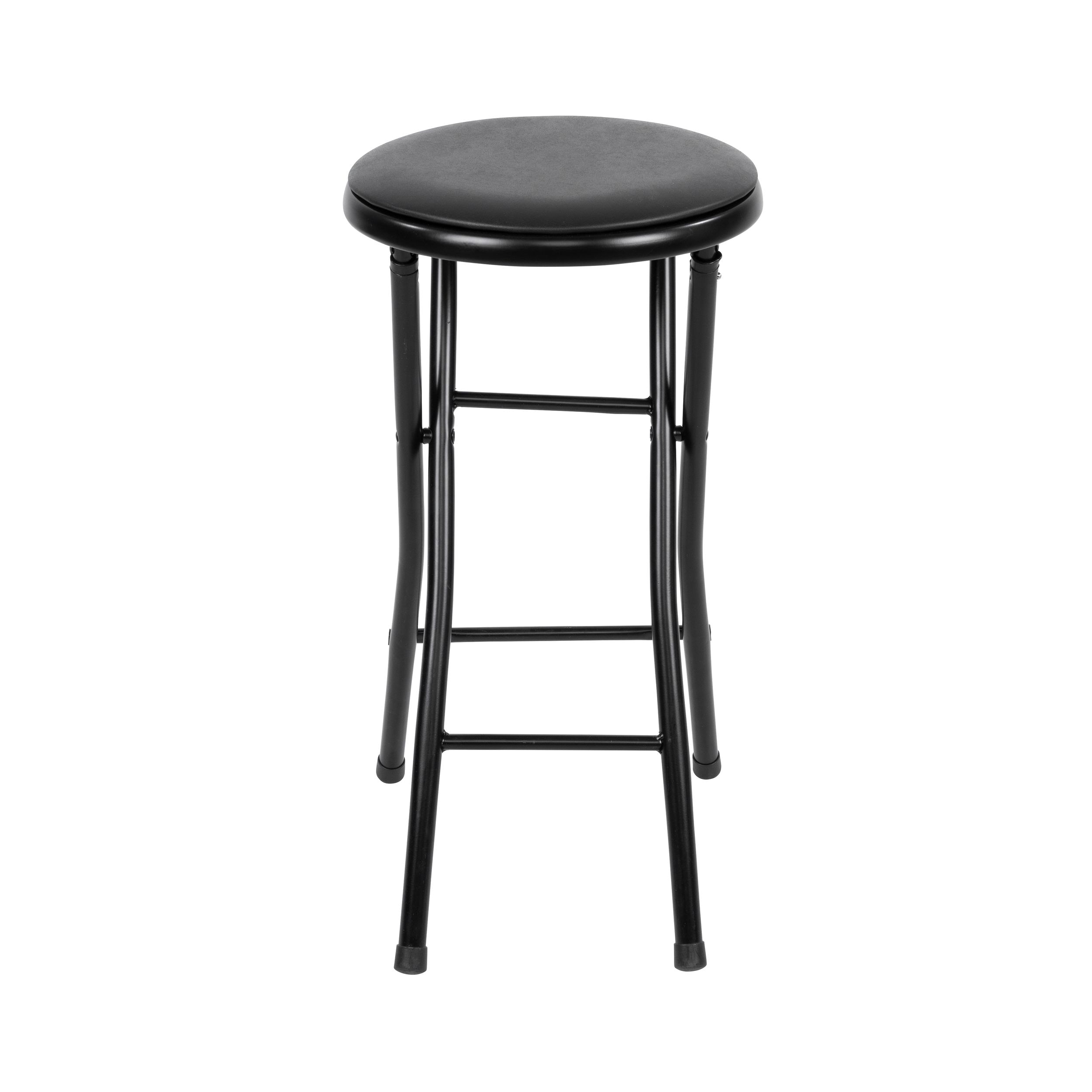 For Living Black Foldable Stool with Vinyl Padding | Canadian Tire