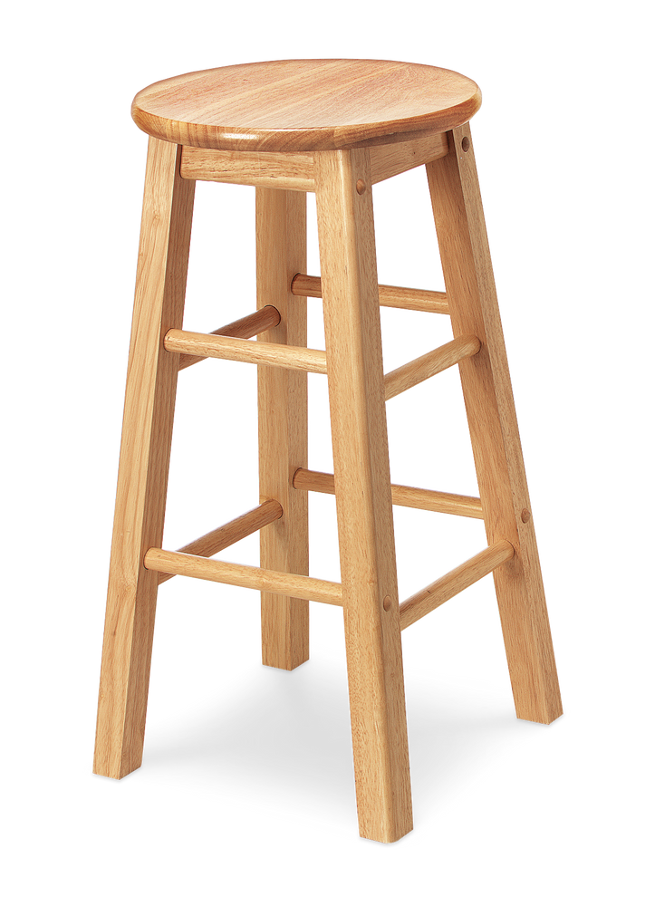 For Living Solid Wood 24" Bar Stool Armless Backless, Natural Finish ...