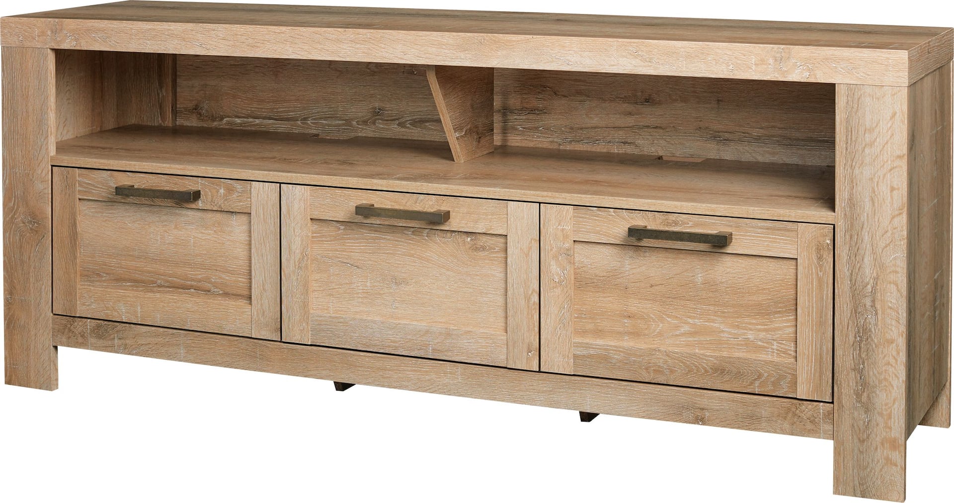 CANVAS Loft 3 Drawer TV Stand Media Storage Console Cabinet Mountain Oak Finish Canadian Tire