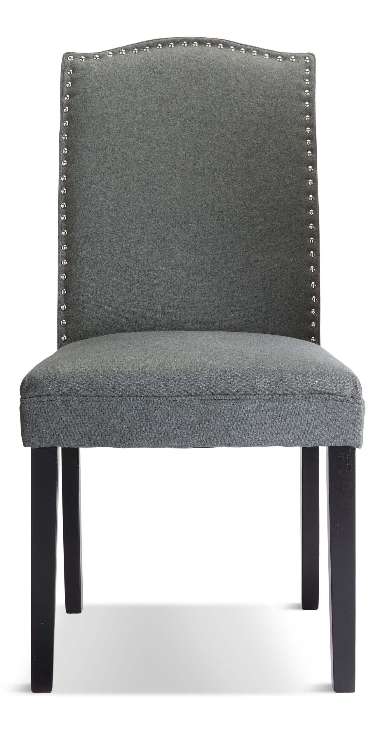 Canvas Regent Nailhead Upholstered Dining Chairs W Solid Wood Legs 2