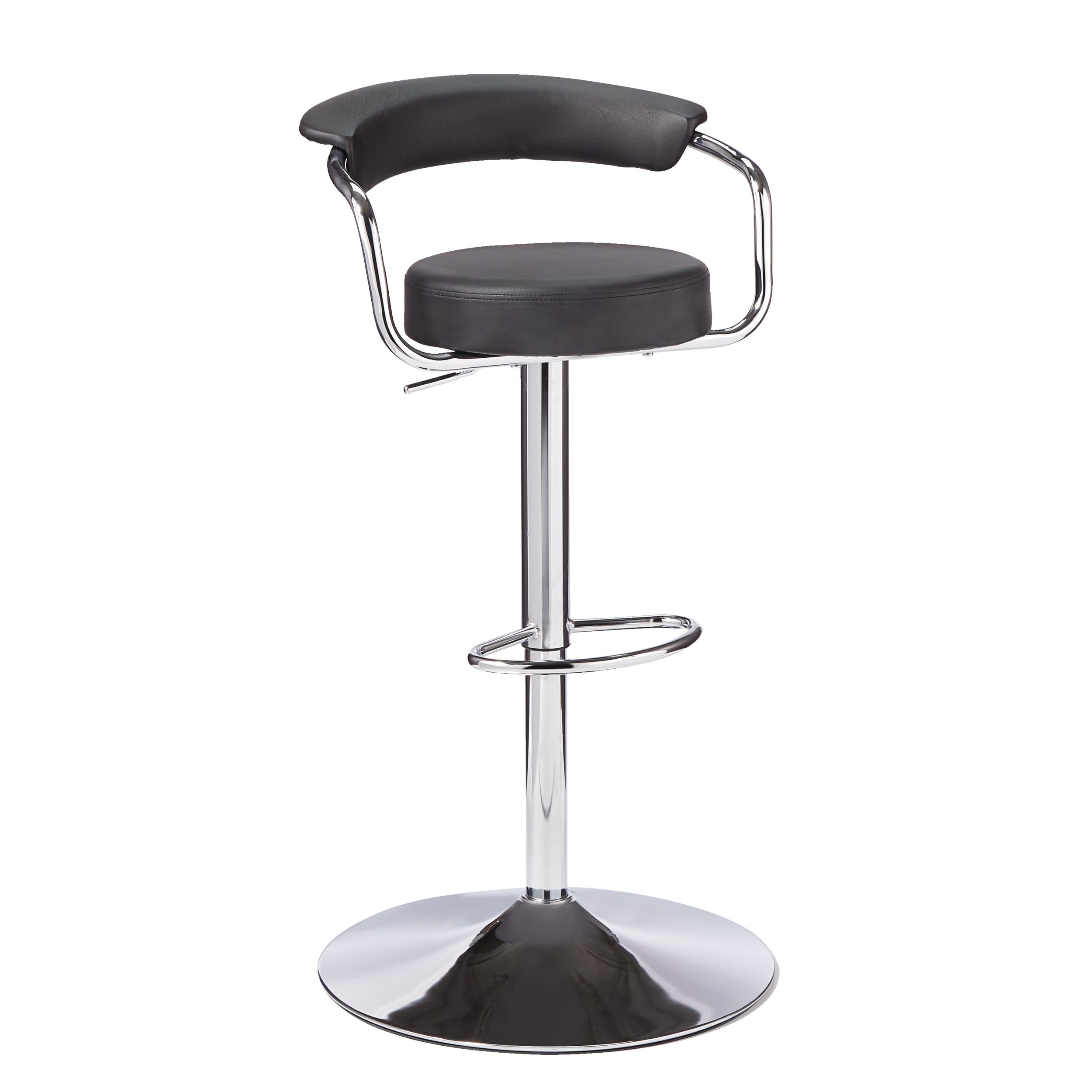 FOR LIVING Adjustable Bar Stool with Curved Backrest Black Canadian Tire