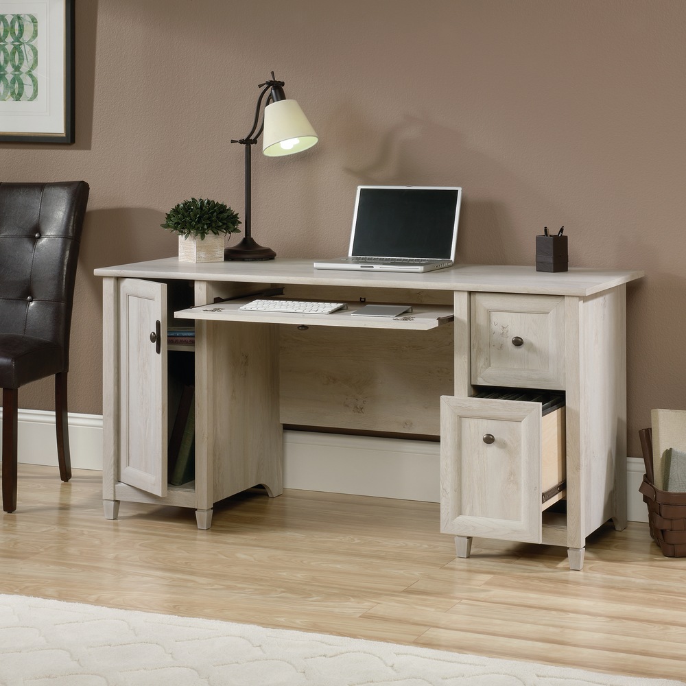 Sauder Edge Water Home Office Computer Desk With File Drawer, Chalked ...