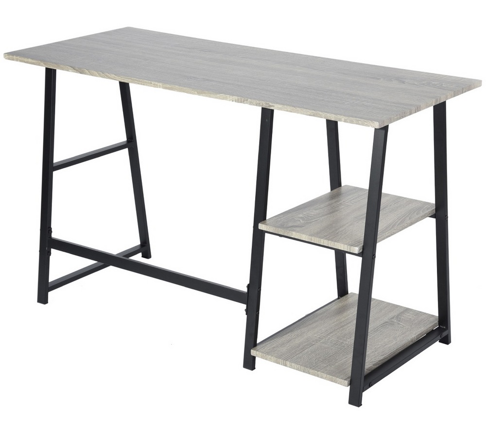 39F McGhee Metal Frame Home Office Computer Desk With Storage Shelves ...